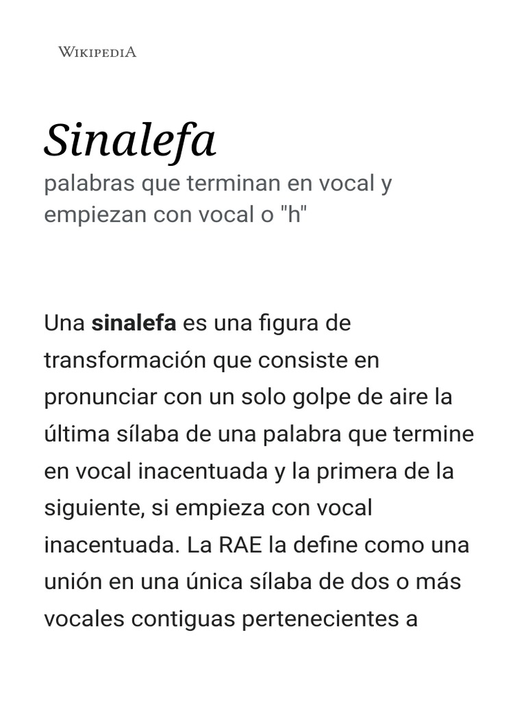Sinalefa - Wikipedia, La Enciclopedia Libre | PDF