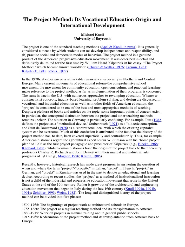 Michael Knoll, TheProjectMethod1997 | PDF