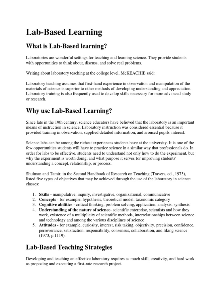 Lab-Based Learning | PDF | Laboratories | Science