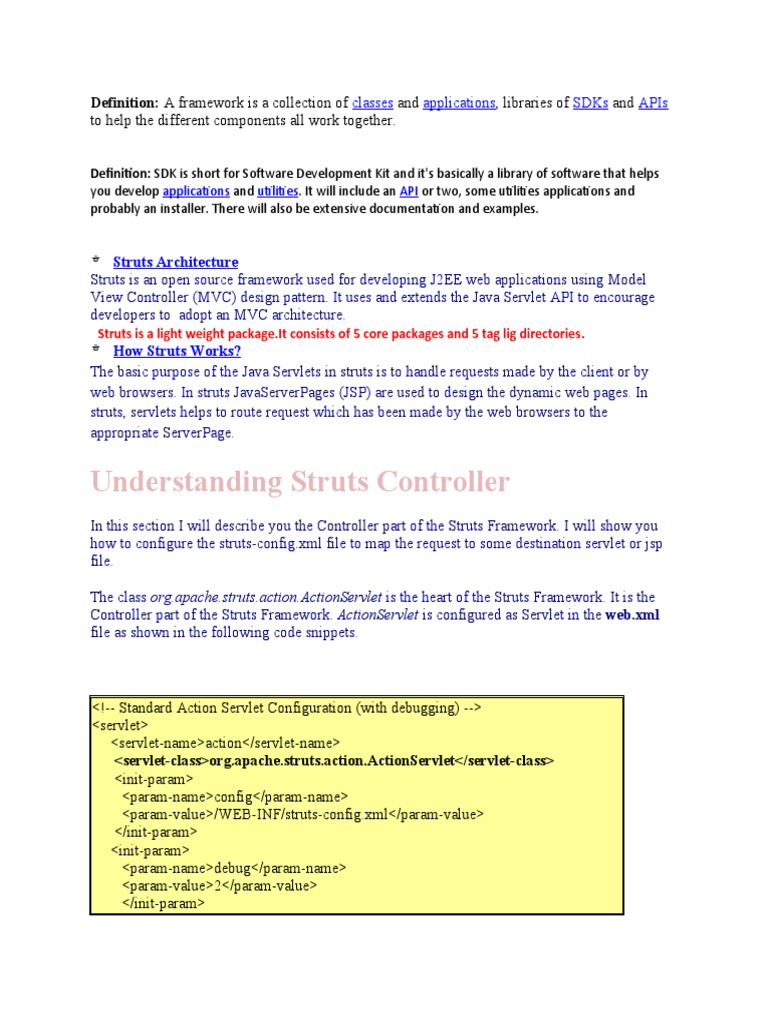 Understanding Struts Controller Definition A Framework Is A Collection Of Pdf Databases