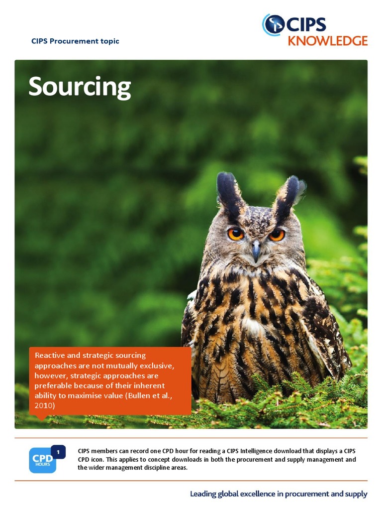 Sourcing: CIPS Procurement Topic | PDF | Procurement | Strategic Management