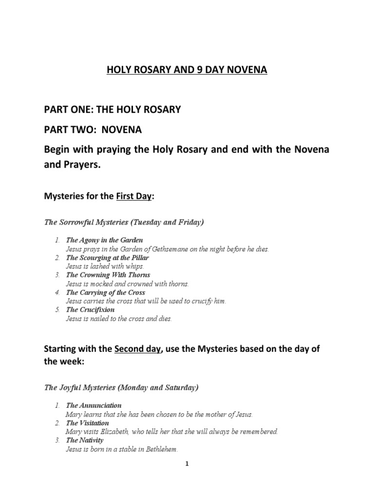 Rosary and 9 Day Novena | PDF | Rosary | Lord's Prayer