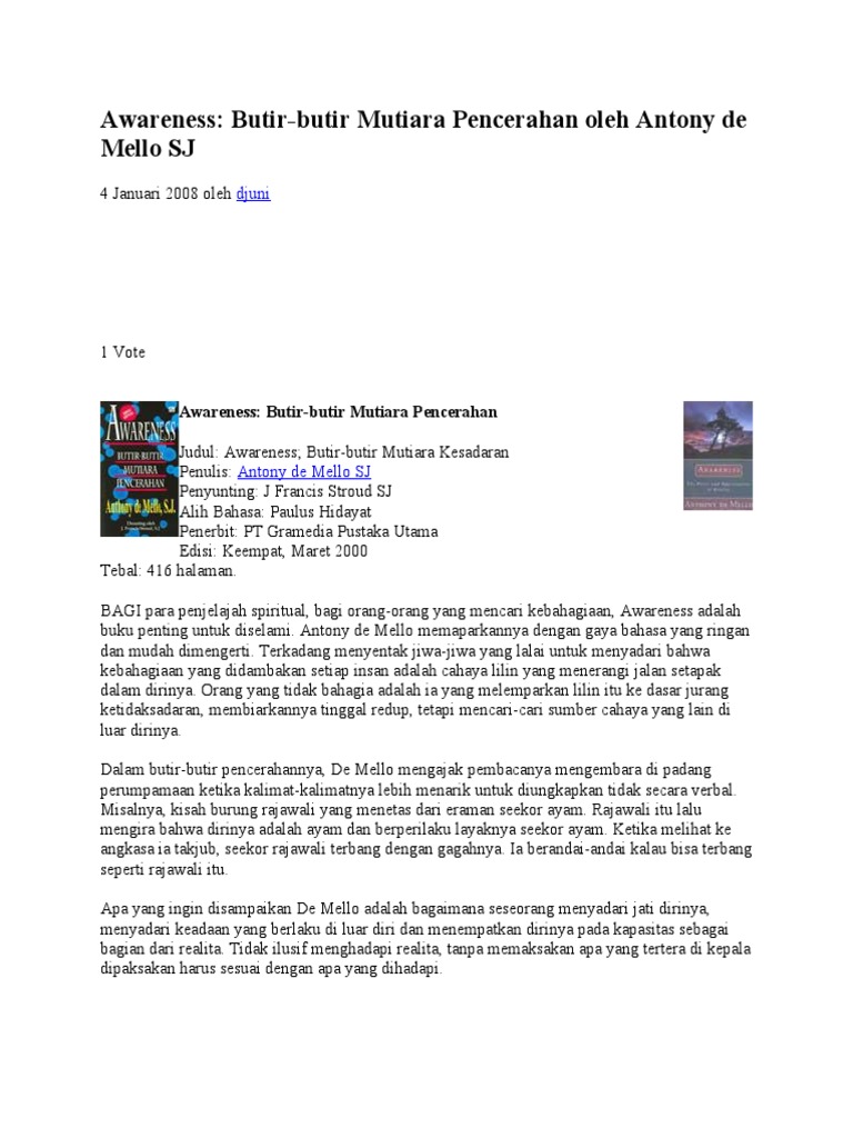 Awareness by Anth. de Mello | PDF