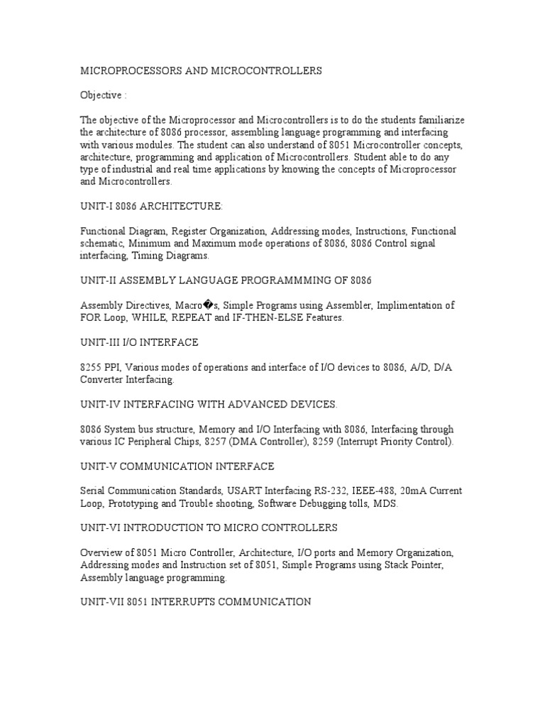 Microprocessors and Microcontrollers | PDF | Microcontroller | Microprocessor