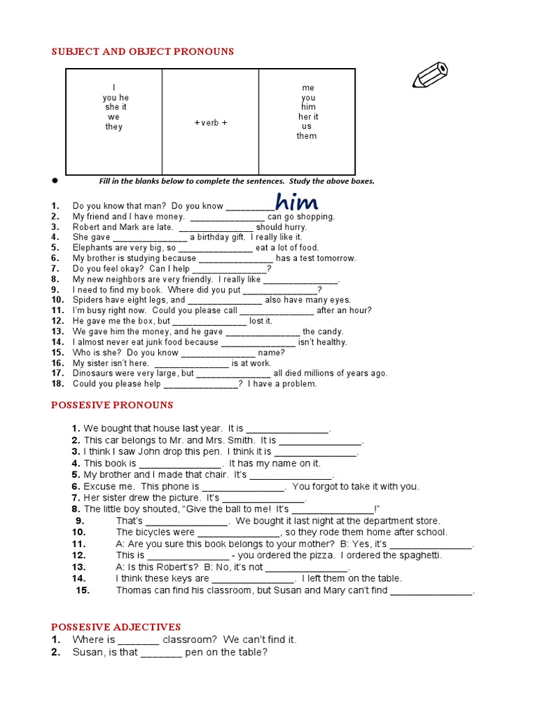 Pronouns Worksheet | PDF