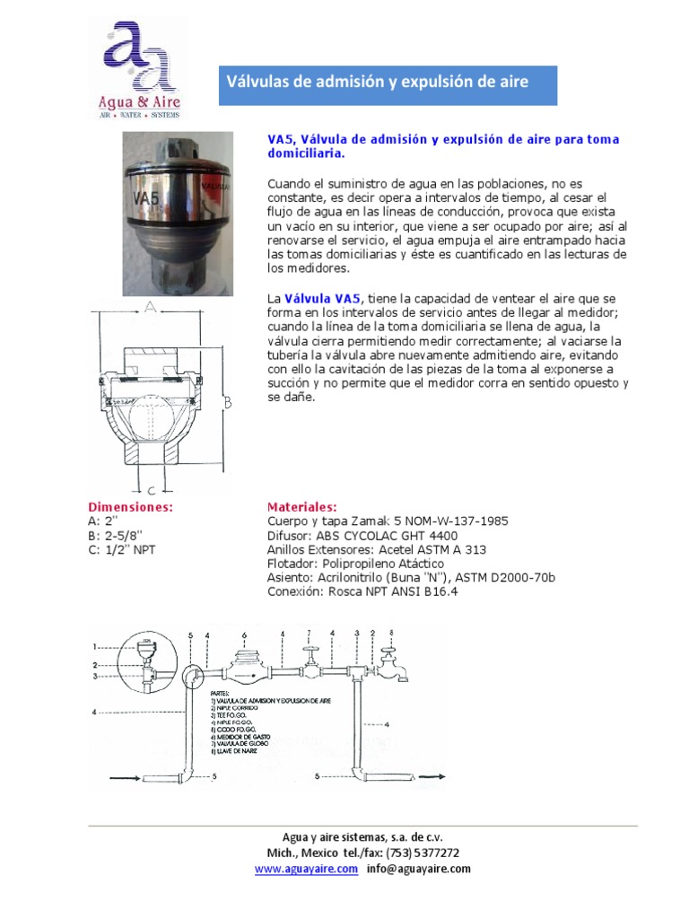 Válvula VA5 para control de aire en agua | PDF