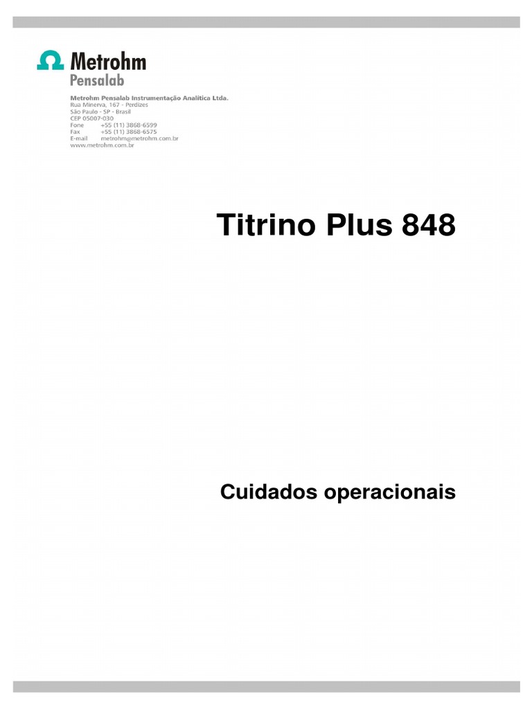 Titrino Plus 848 - Cuidados Operacionais - Buretas e Eletrodos | PDF ...
