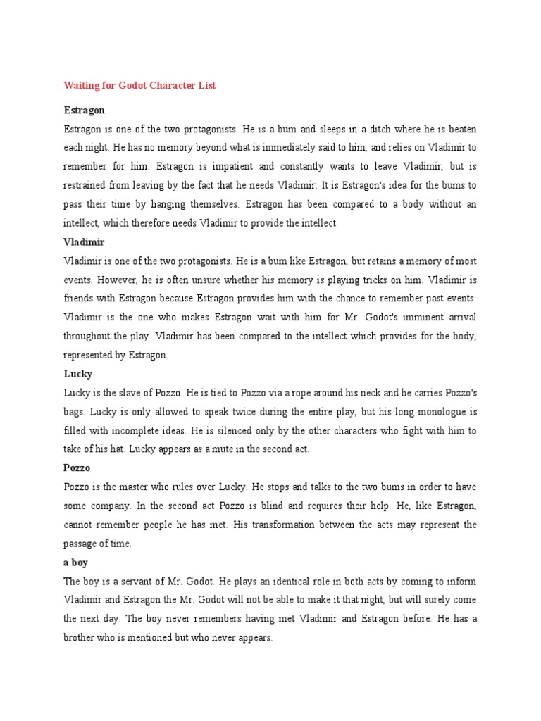 Waiting for Godot Characters | PDF