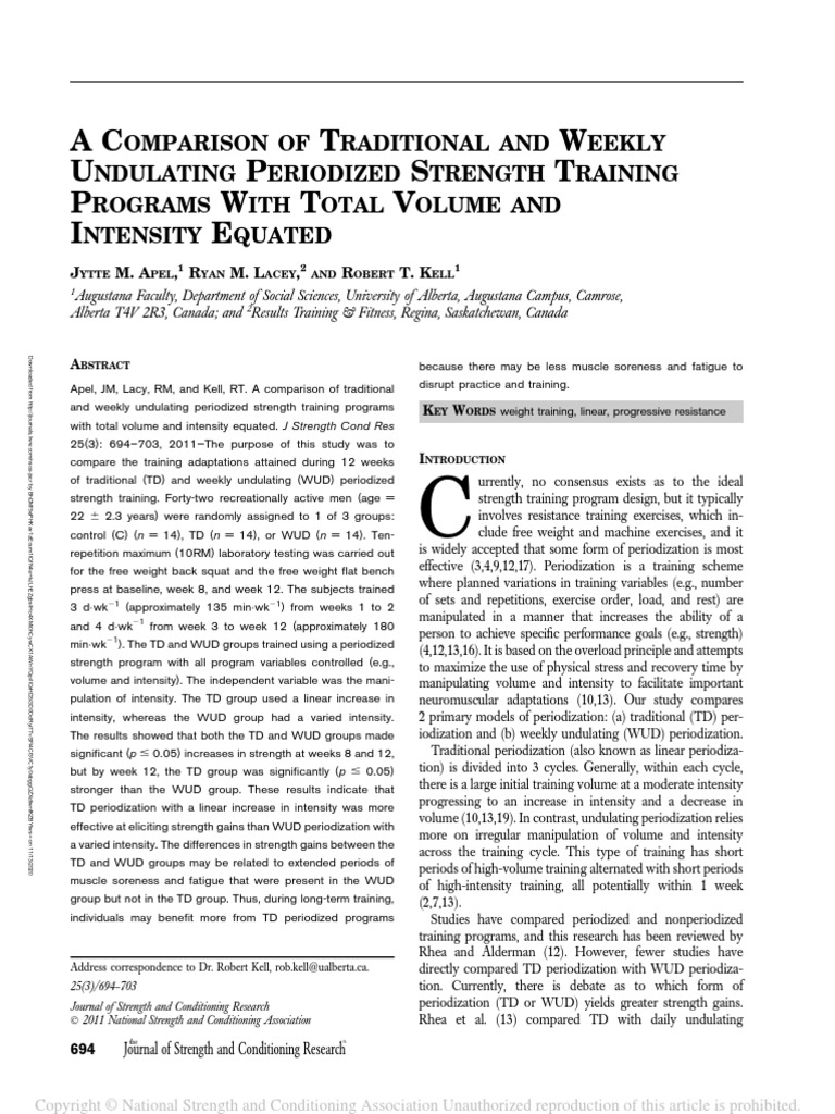A Comparison of Traditional and Weekly Undulating Periodized Strength ...