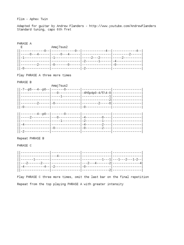 Aphex Twin - Flim (Tab) | PDF | History