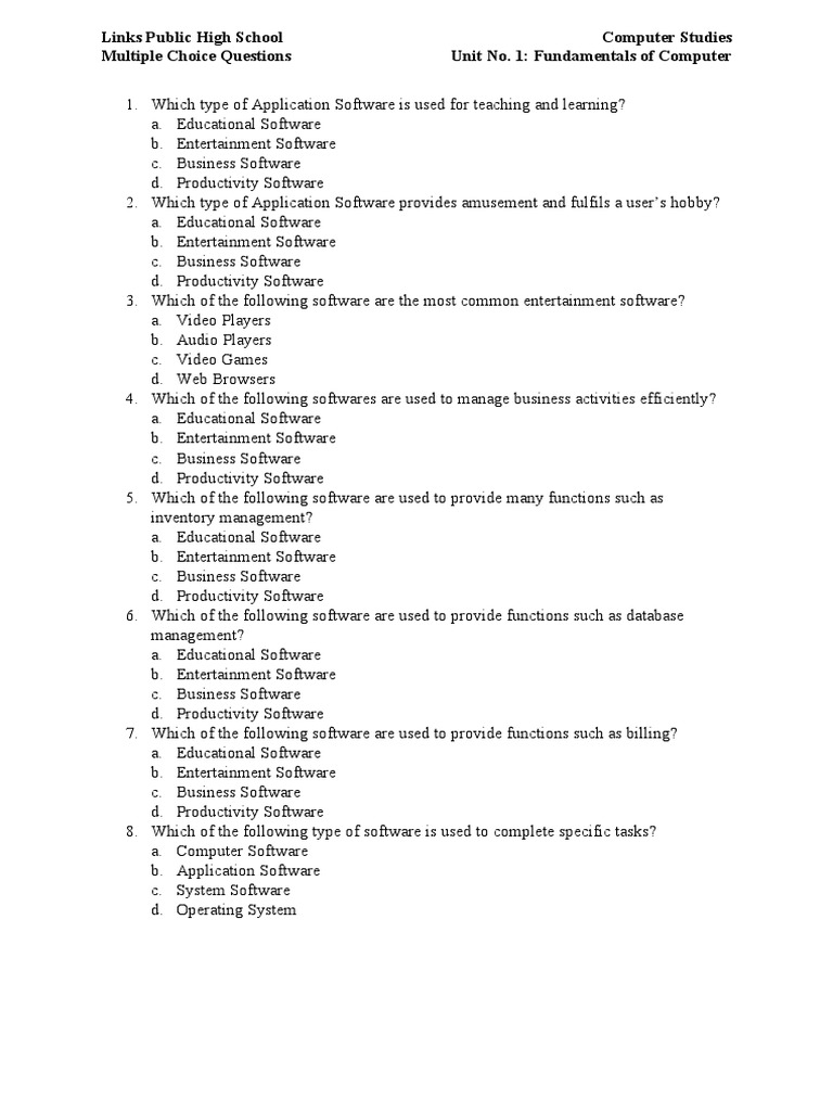MCQs - Chapter 1 - Computer Studies | PDF | Input/Output | Computer Program
