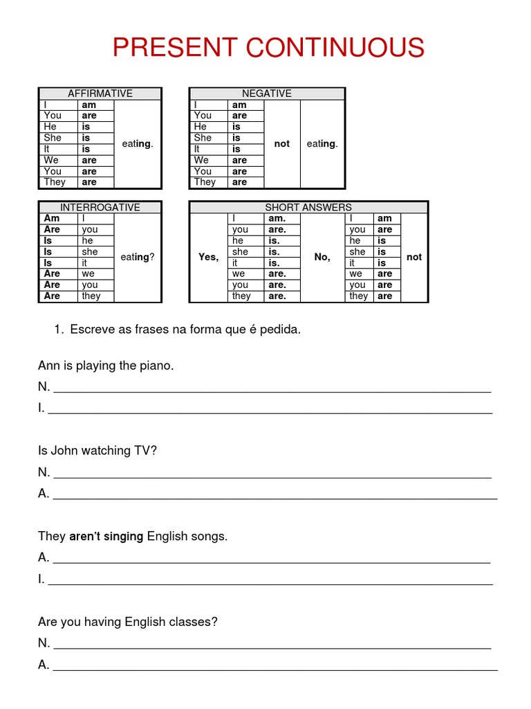 Present Continuous Frases | PDF