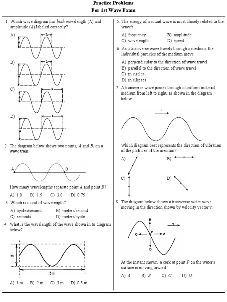 Ondas. Seleccionmultiple-Páginas-1-2 | PDF | Waves | Frequency
