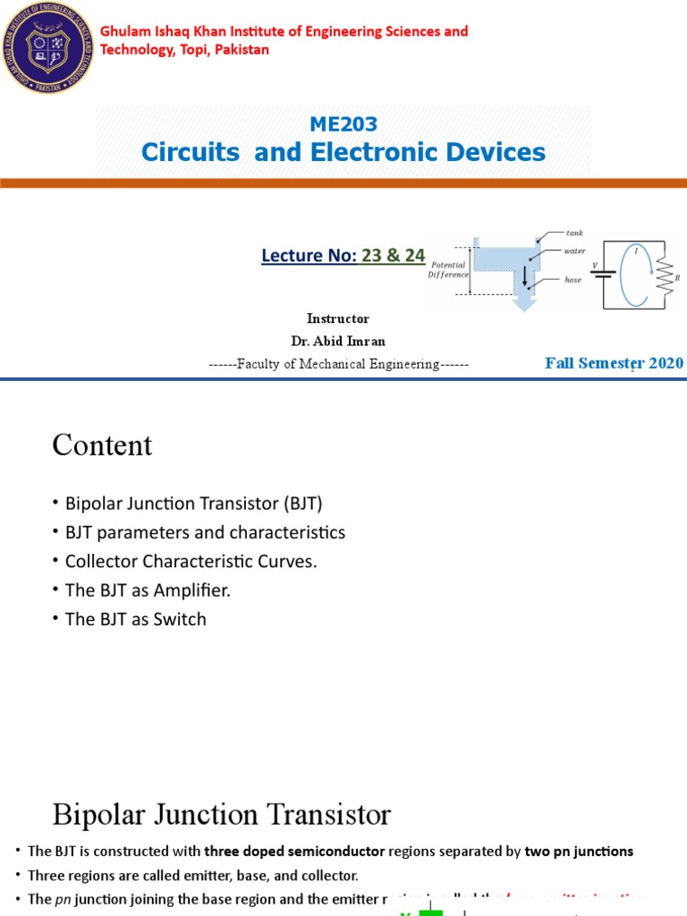 Circuits and Electronic Devices: Lecture No | PDF | Bipolar Junction ...