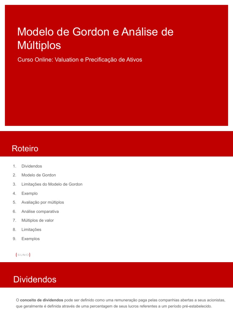 Modelo de Gordon Slides | PDF | Dividendo | Economia financeira