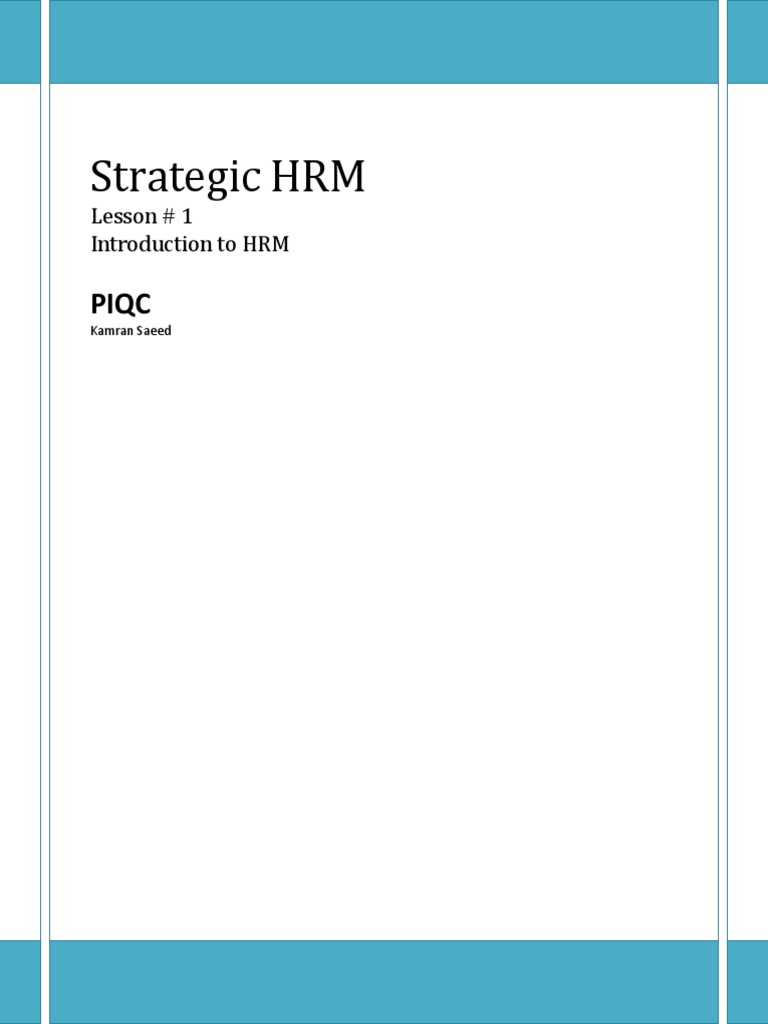 Strategic HRM-Lesson 1 | PDF | Human Resource Management | Human Resources Strategic HRM-Lesson 1 | PDF | Human Resource Management | Human Resources