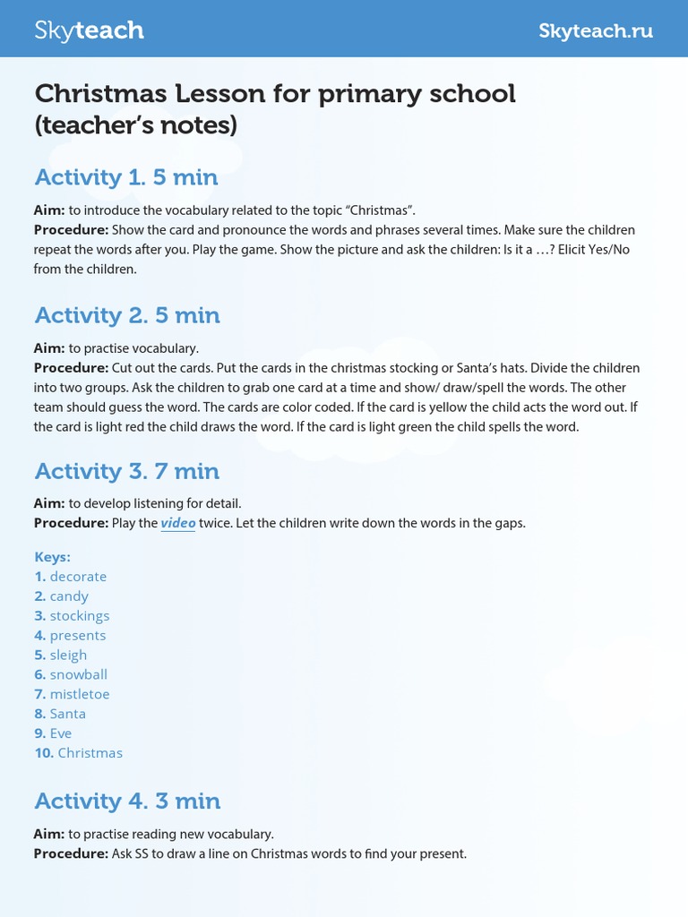 Christmas Lesson For Pimaryteacher's Notes | PDF | Santa Claus | Christmas