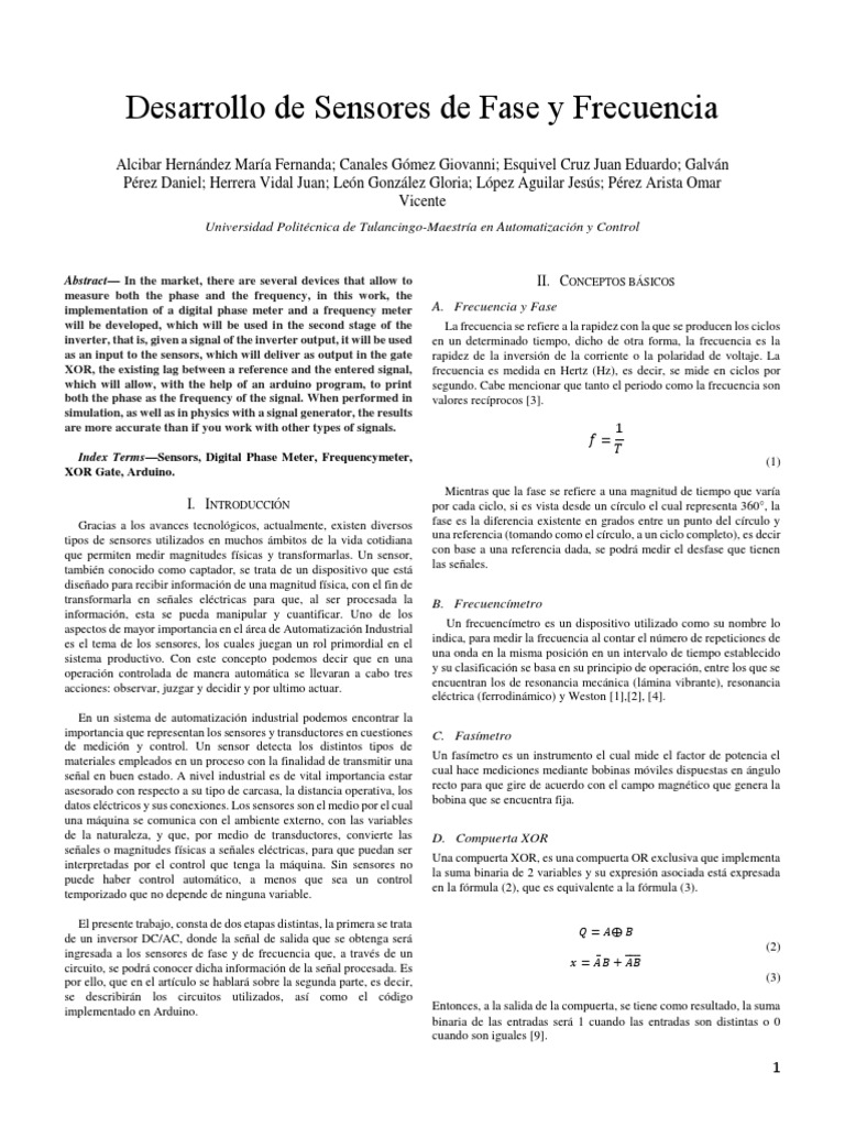 Práctica 5 - Sensores de Fase y Frecuencia | PDF | Puerta lógica ...