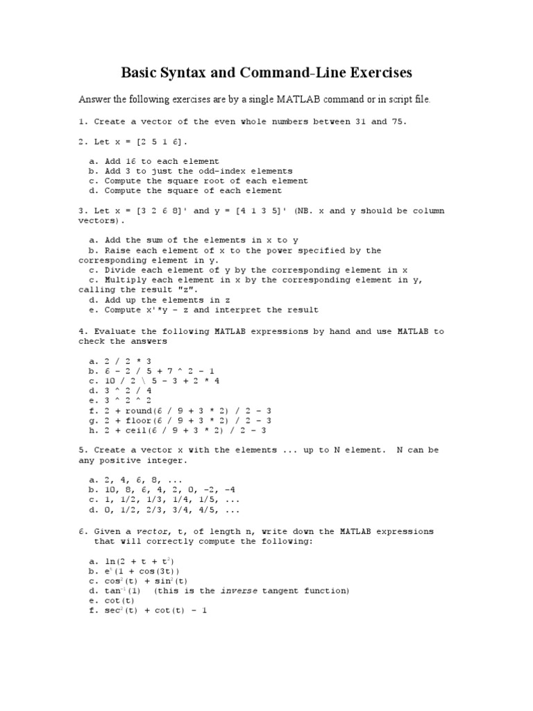 Lab 1 Pdf Matlab Summation 