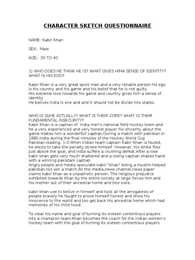 Character Sketch Template | PDF | Pakistan