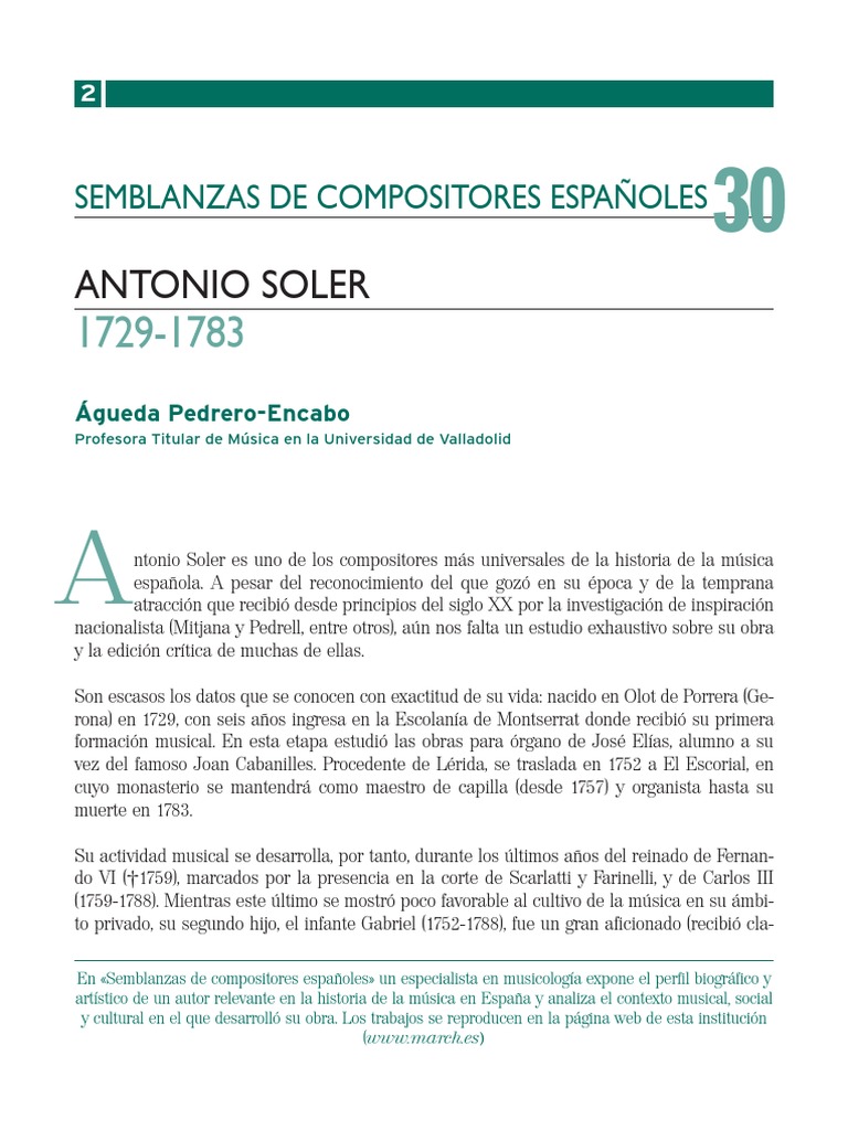 Antonio Soler (1729 1783) | PDF | Clave | Luigi Boccherini