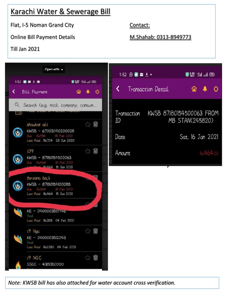 Karachi Water & Sewerage Bill | PDF