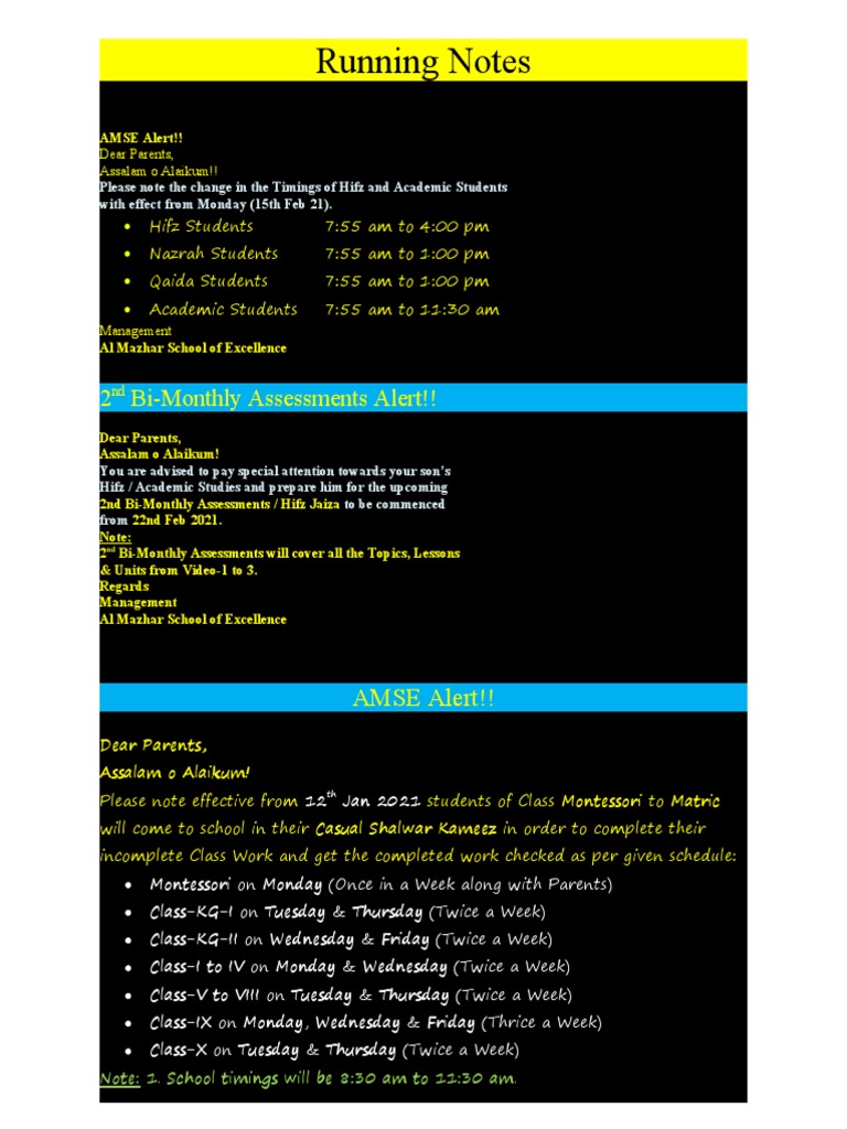 Running Notes | Download Free PDF | Ramadan