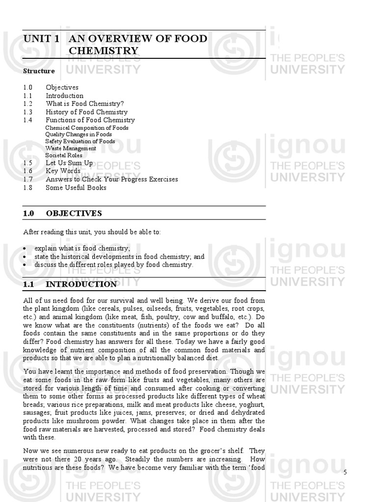 Unit-1 - AN OVERVIEW OF FOOD Chemistry | PDF | Nutrients | Foods