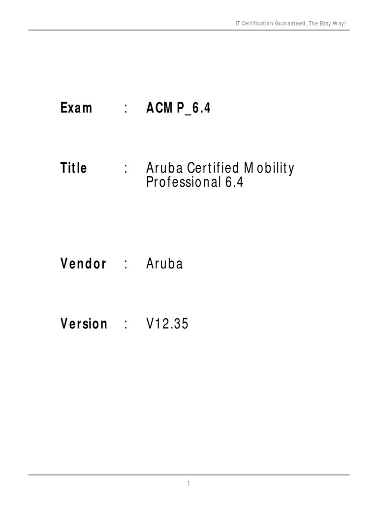 Exam ACMP - 6.4: IT Certification Guaranteed, The Easy Way! | PDF ...