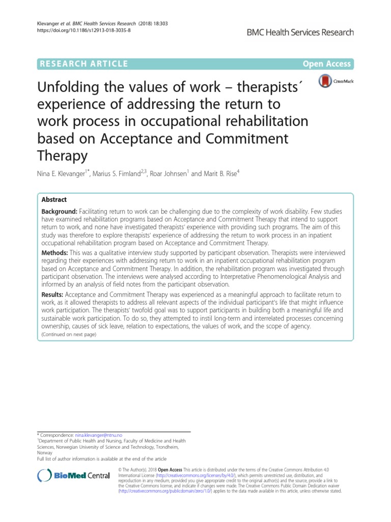 Unfolding The Values of Work | PDF | Physical Therapy | Psychotherapy