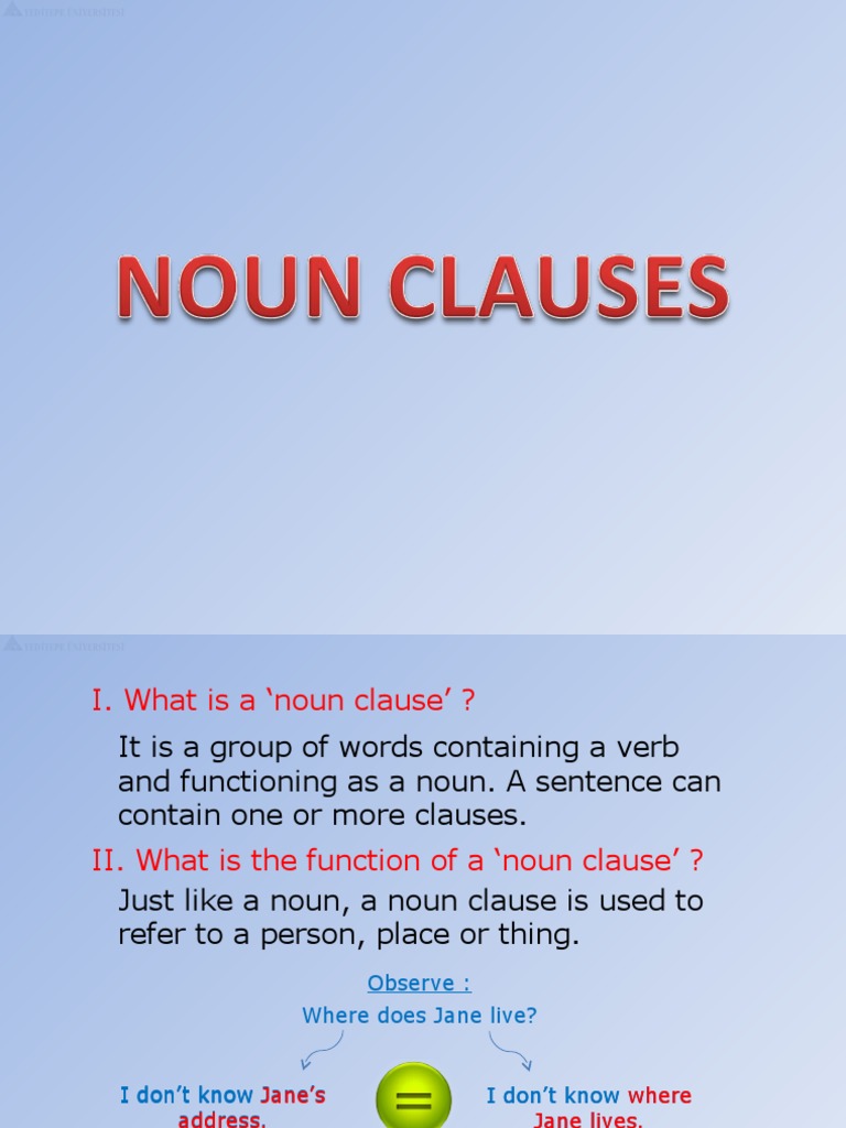 Presentation - Noun Clauses-Final Version-Instructor's | PDF | Clause | Verb