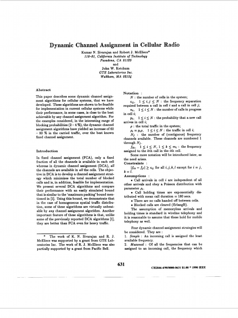 Dynamic Channel Assignment in Cellular Radio: N 1 N 1 N 1 N | Download ...