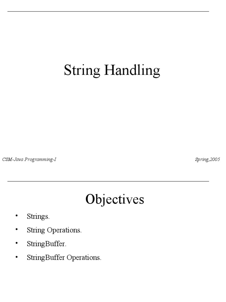 String Handling: CSM-Java Programming-I Spring, 2005 | Download Free PDF | String (Computer ...