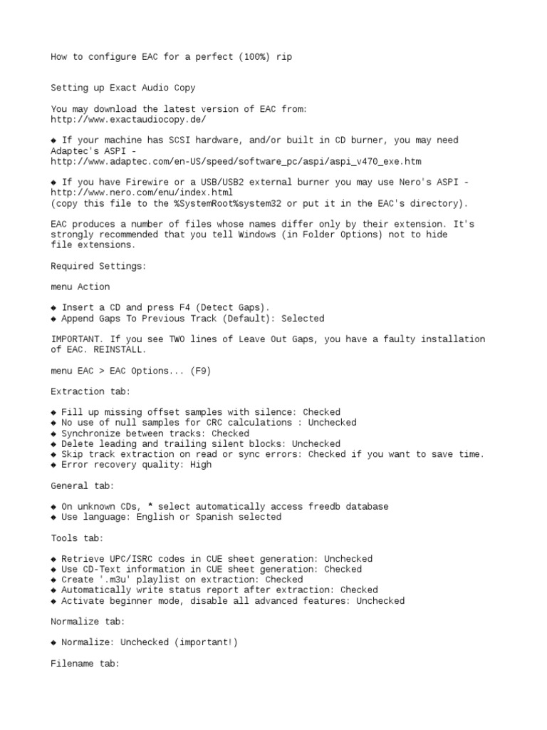A Ripping Guide For EAC | PDF | Data Compression | Digital Technology