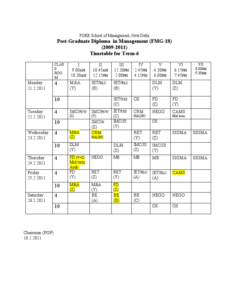 Timetable T-6 Feb 21 To 26 FMG 18 | PDF | Market (Economics) | Business ...