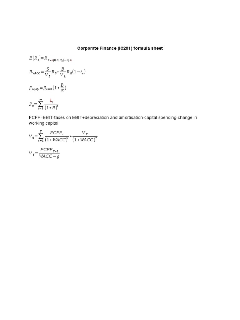 IC201 Formula Sheet (1) 2 | PDF