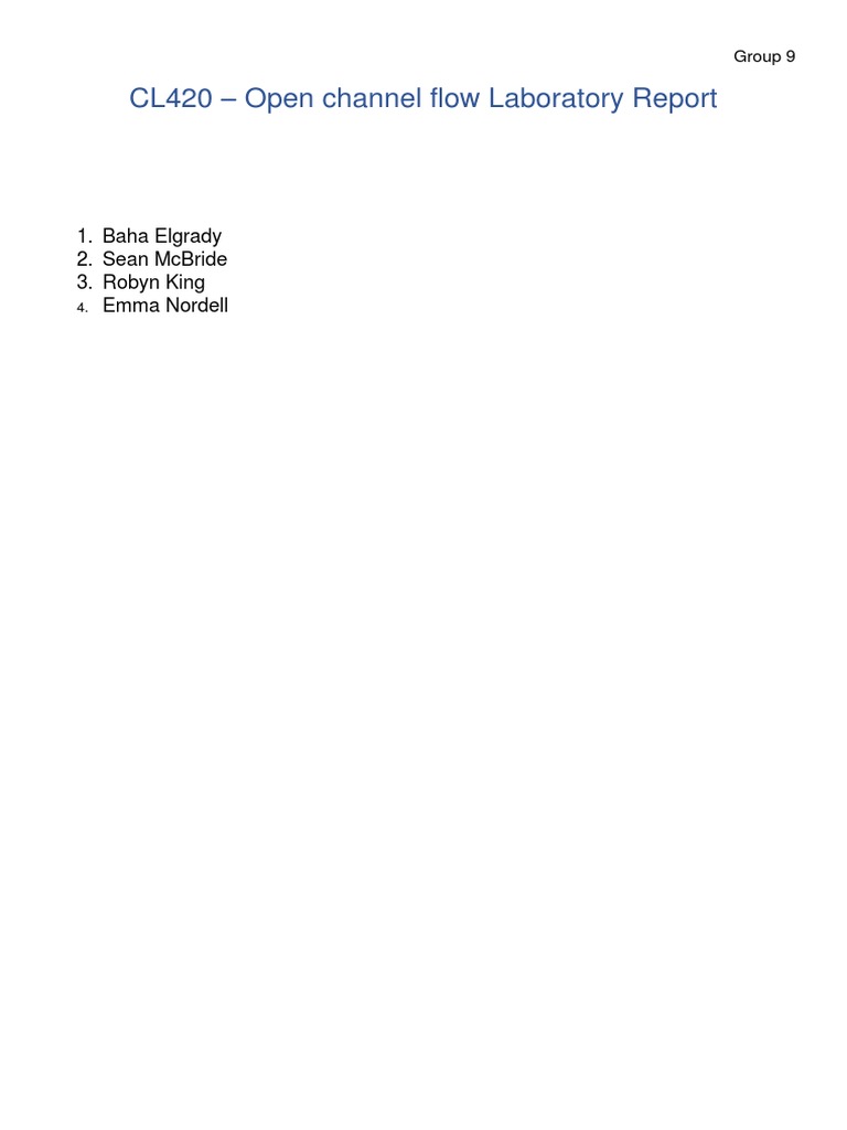 Open Channel Flow Lab Report | PDF | Sensitivity Analysis | Fluid Dynamics