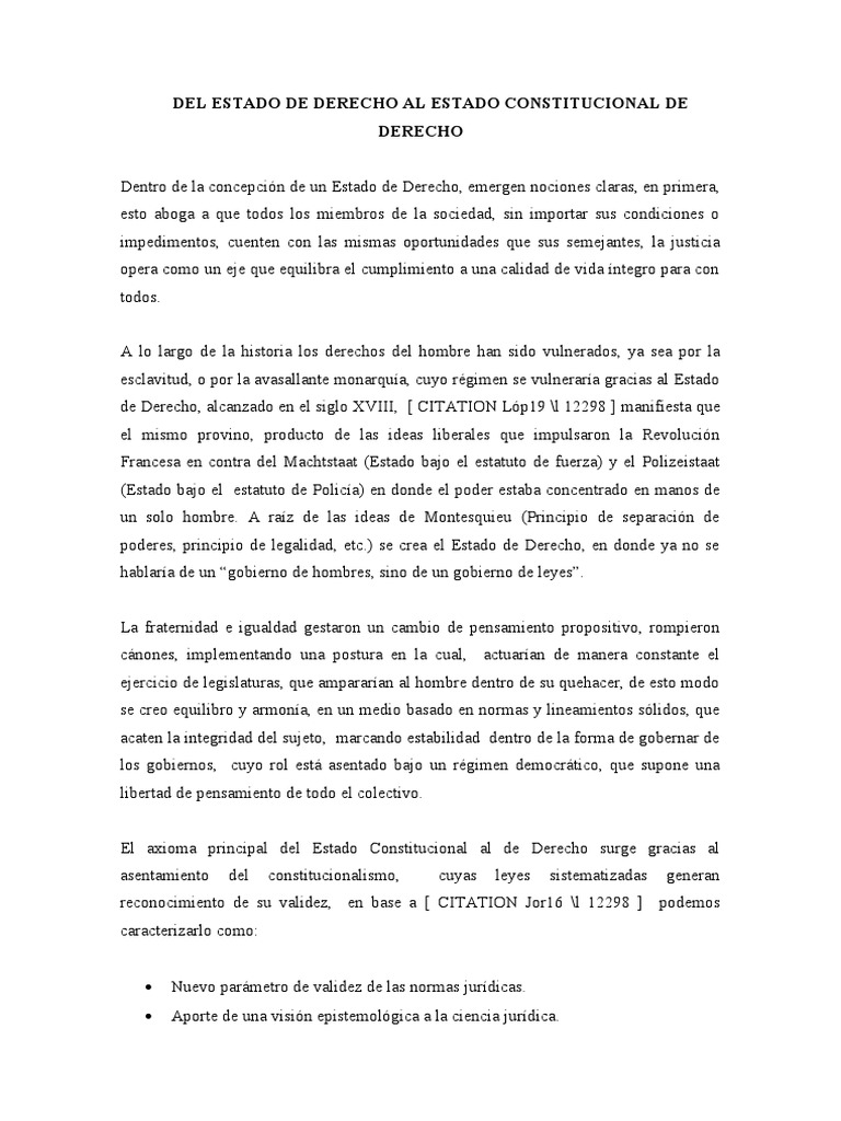 Del Estado de Derecho Al Estado Constitucional de Derecho y Justicia ...