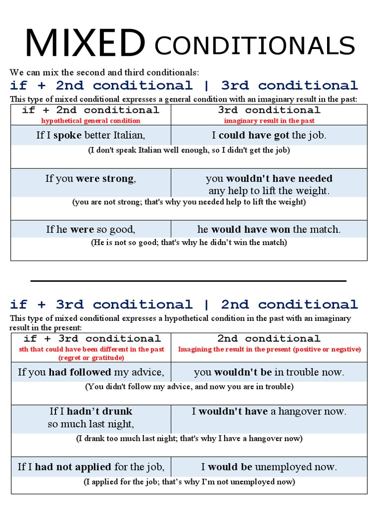 Mixed-Conditionals Table | PDF