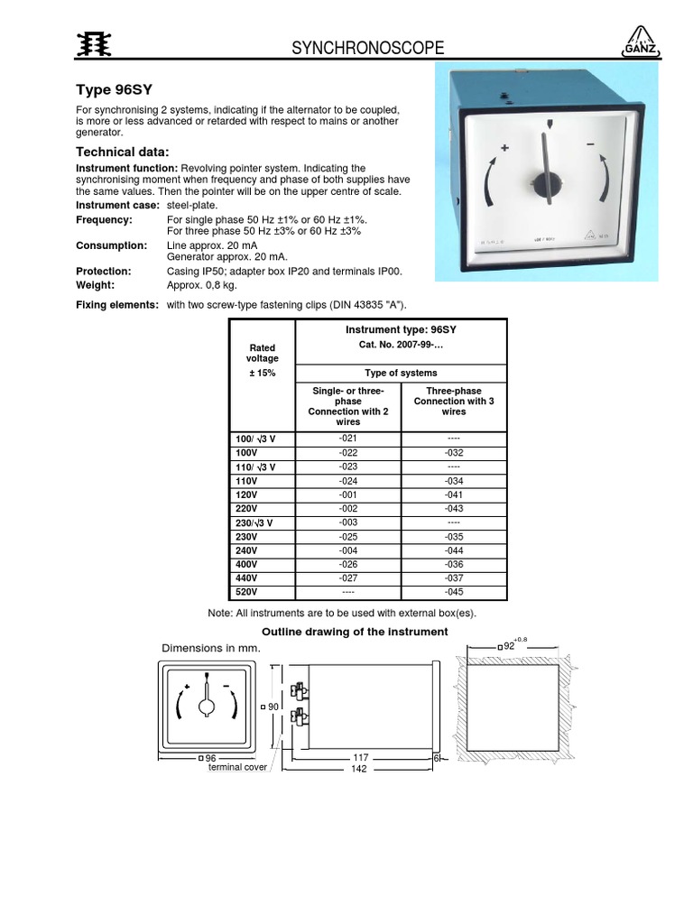 Synchronoscope Électrique | PDF | Mains Electricity | Manufactured Goods