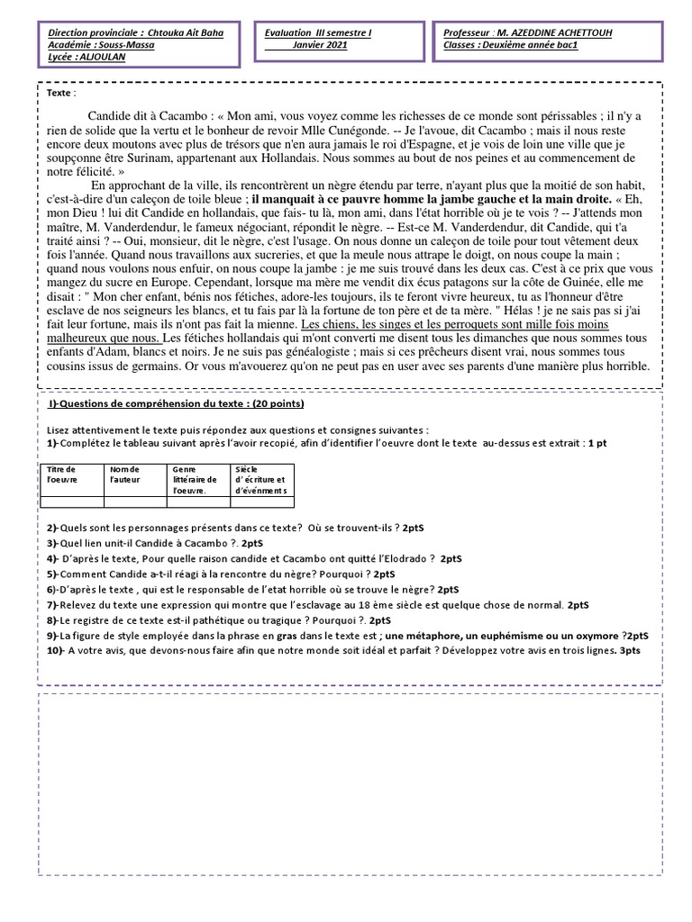 Analyse Du Chapitre 19 De Candide Pdf Candide