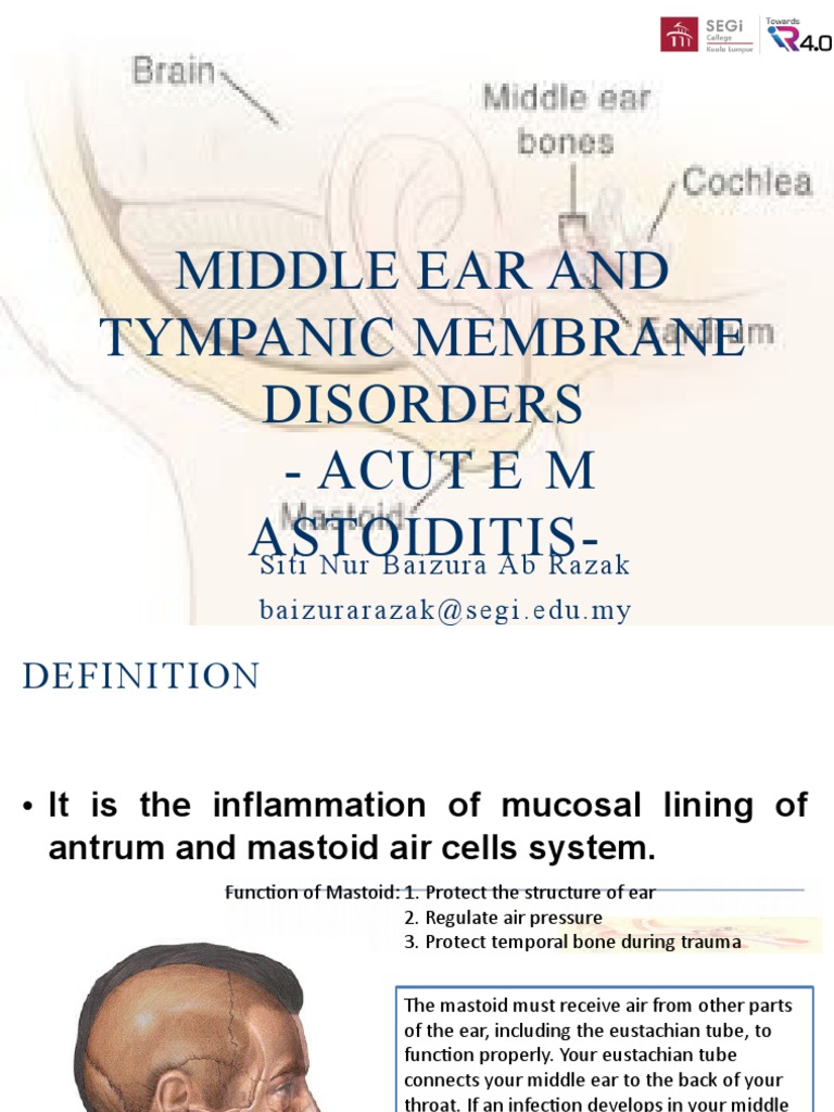 Middle Ear and Tympanic Membrane Disorders - Acut E M Astoiditis | PDF ...