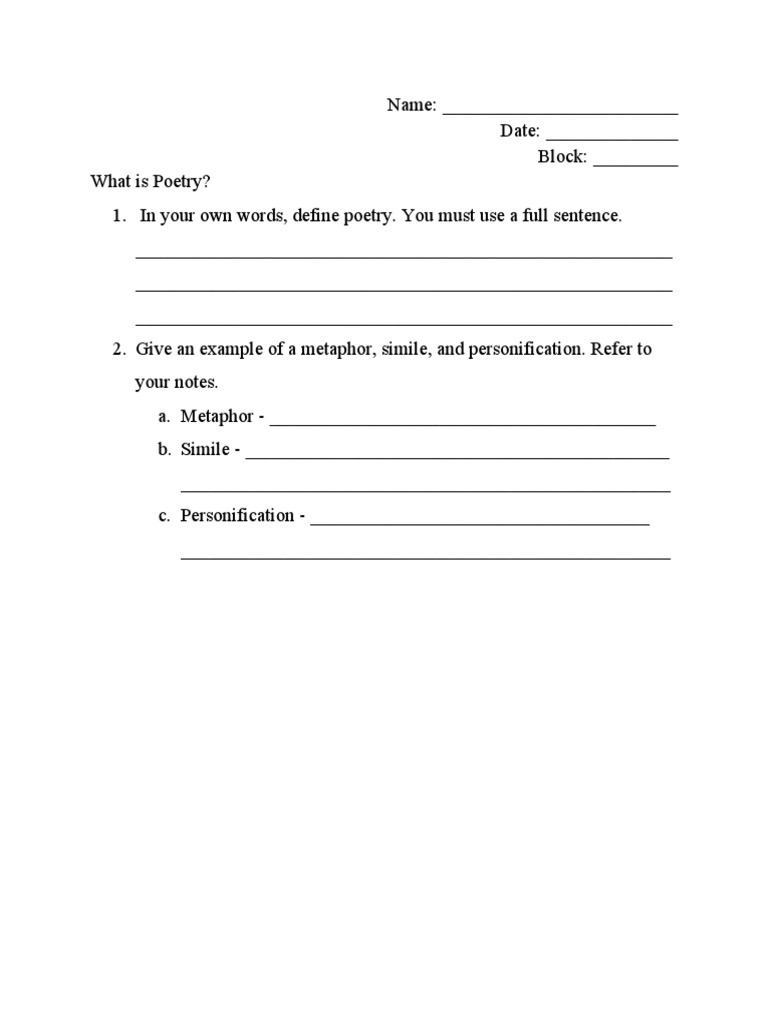 Poetry Analysis Worksheet for Students | PDF | Rhyme | Poetry