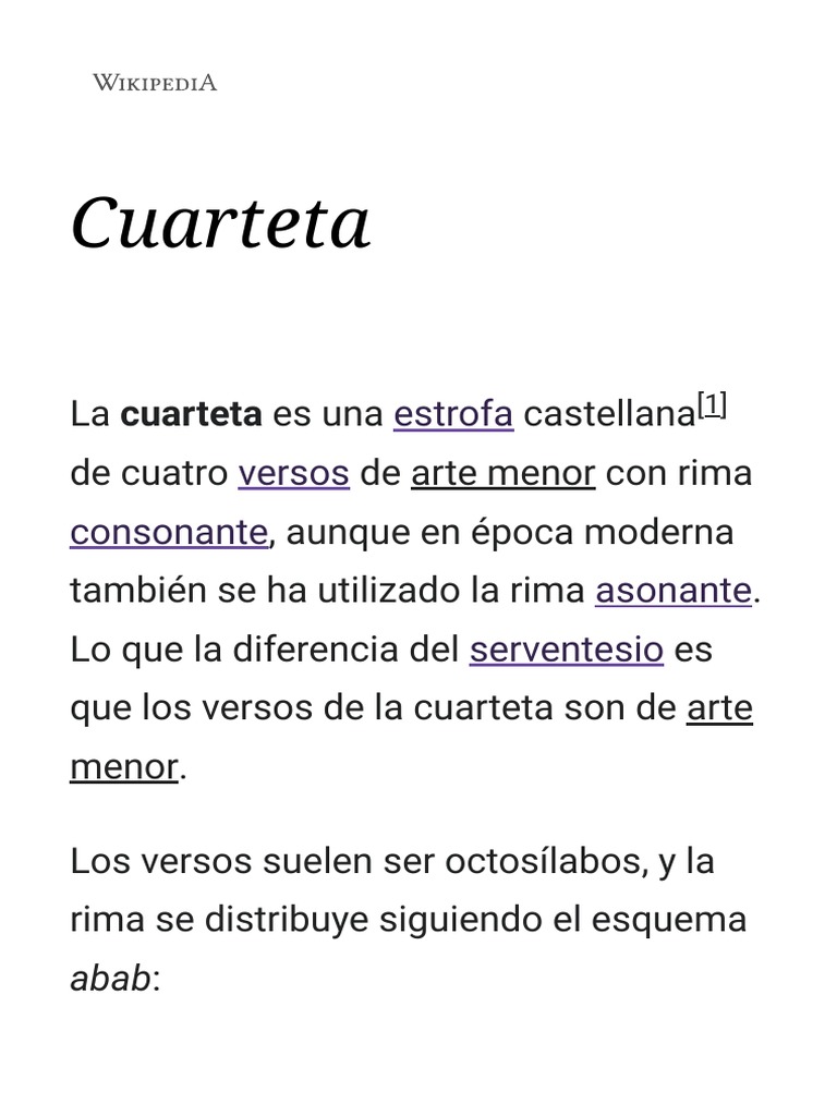 Cuarteta - Wikipedia, La Enciclopedia Libre | PDF | Rima | Teoría literaria