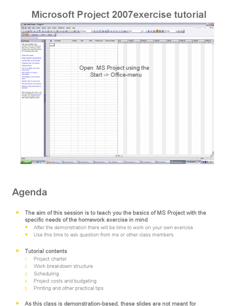 Microsoft Project 2007 Exercise Tutorial | Technology | Business