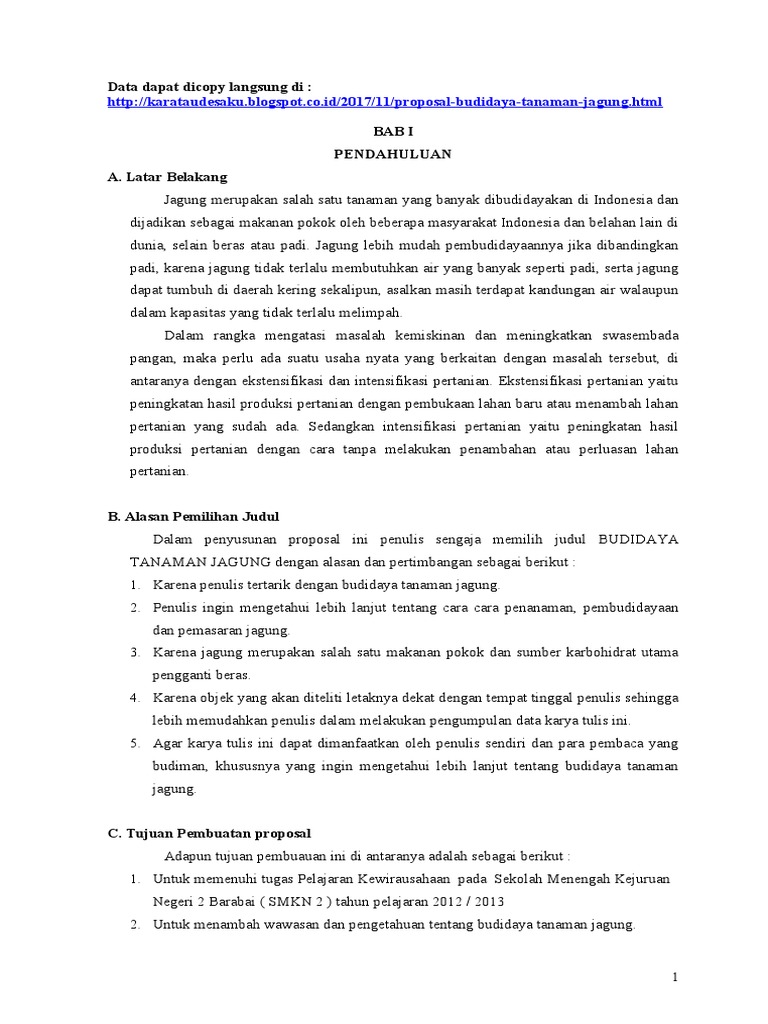 Proposal Budidaya Tanaman Jagung | PDF