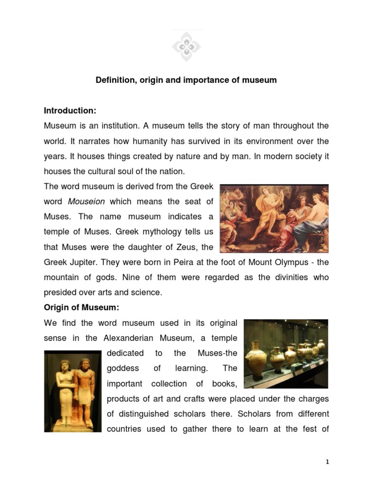 Definition, Origin and Importance of Museum | PDF | Museum | Muse