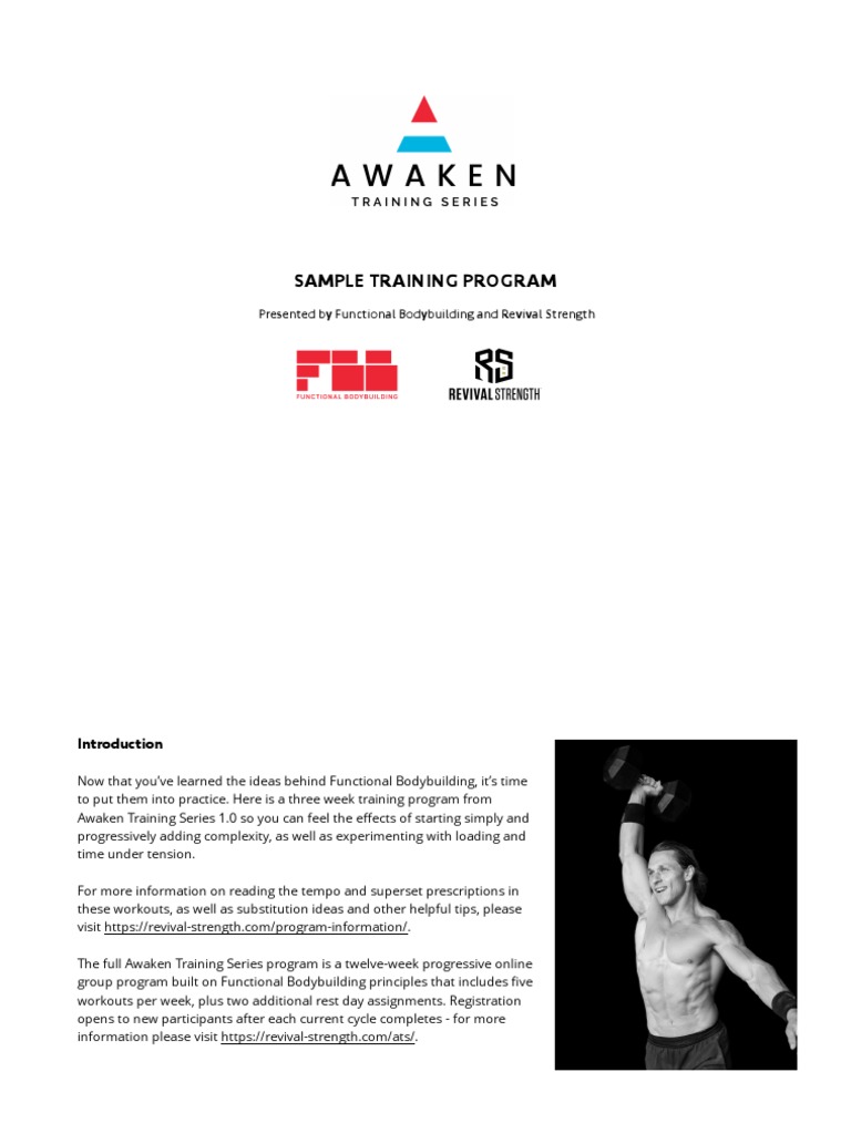 Sample Training Program: Presented by Functional Bodybuilding and ...