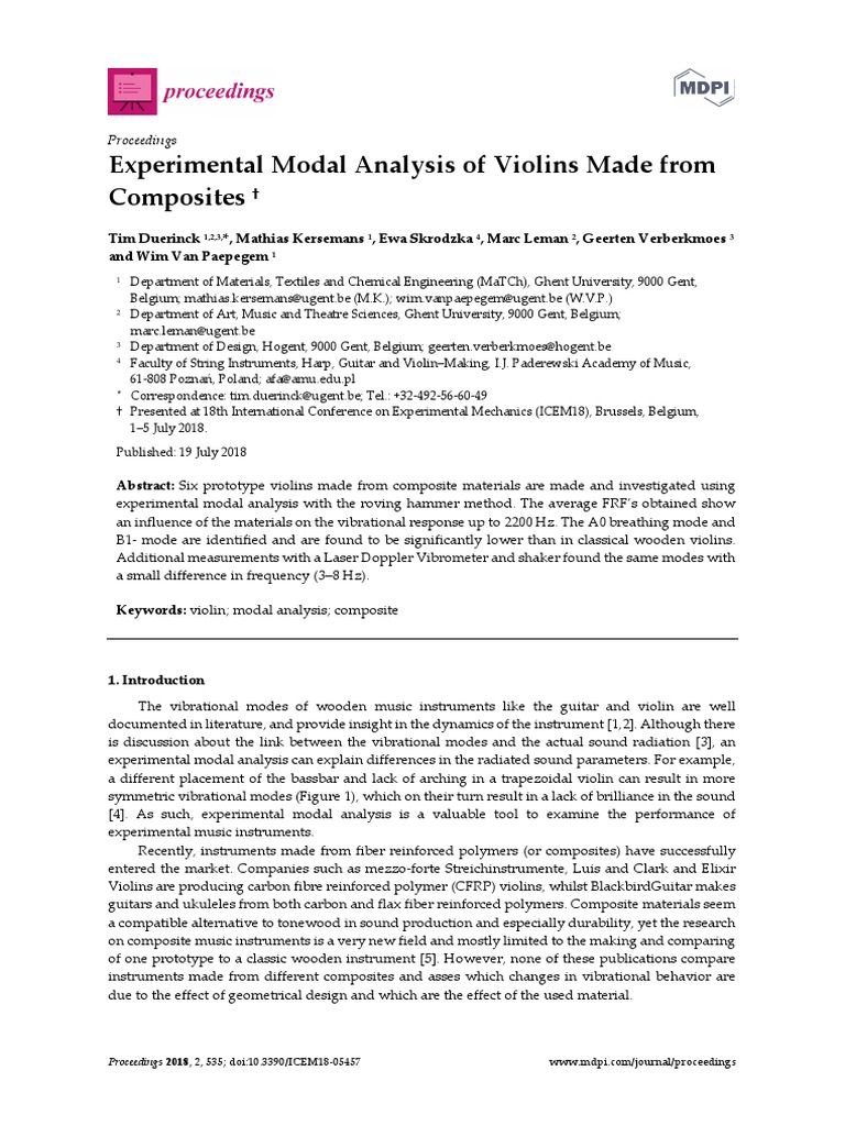 Experimental Modal Analysis of Violins | PDF | Composite Material ...