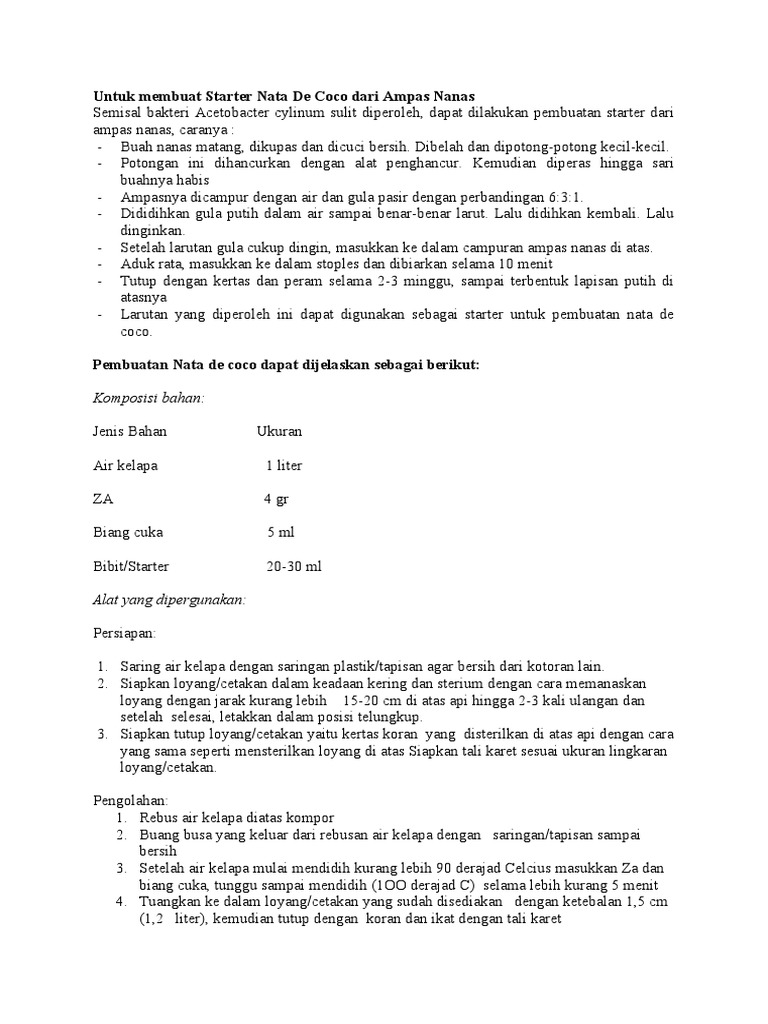 Starter Nata De Coco dari Ampas Nanas | PDF